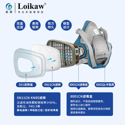 速发防毒面具防尘装修甲醛化工气体工业粉尘喷漆防护面罩6502QL