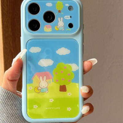 Hinlucky田园风可爱米菲兔适用苹果17手机壳iphone16promax大视窗