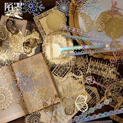 烫金镂空蕾丝纸蝴蝶花边手帐素材