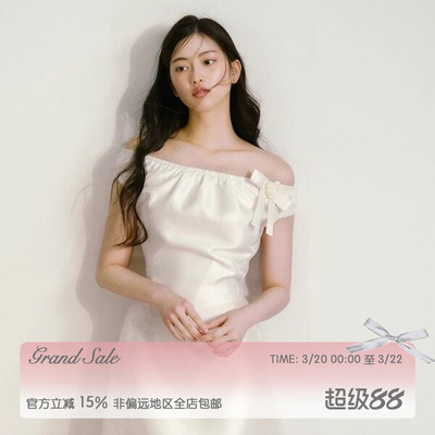 丝毛缎面一字肩多穿蝴蝶结