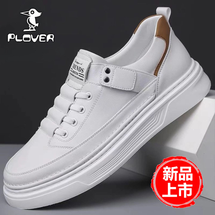 Plover男鞋真皮板鞋2024秋季新款小白鞋潮鞋休闲鞋潮流百搭皮鞋男