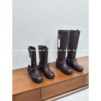 DKVID 酷感Motorcycle boots 粗跟长筒短筒机车靴真皮骑士靴