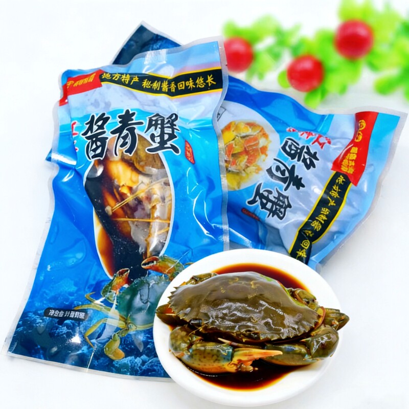 宁波特产海鲜水产酒店冷盘即食秘制红膏酱青蟹腌制醉螃蟹450g包邮