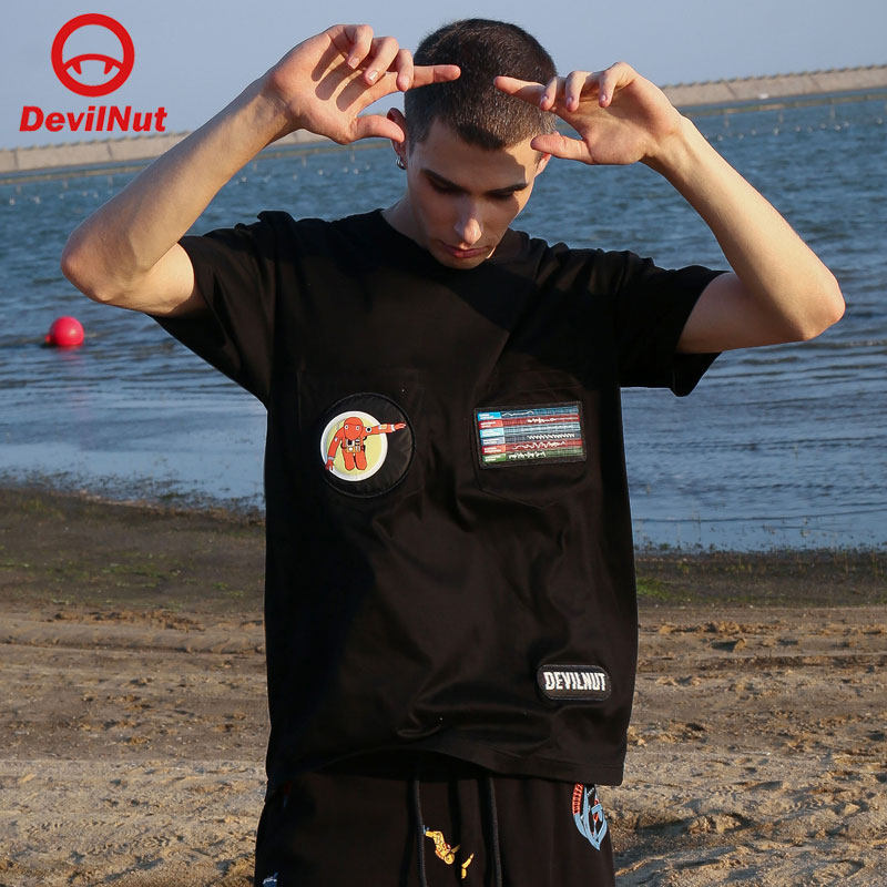 DEVIL NUT潮牌恶魔春夏新款宽松短袖T-太空漫游 STY_虎窝淘