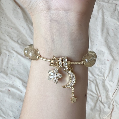 多面体原创 天然水晶黄水晶手链手串女款温柔可爱精致小清新