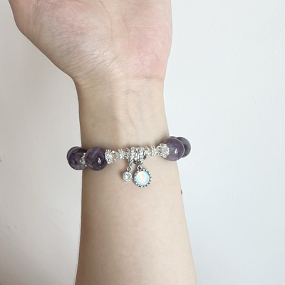 展示！天然紫水晶乌拉圭紫水手链手串礼物原创气质小众饰品