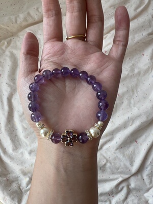 多面体原创 天然乌拉圭透体紫水晶手链手串女款温柔可爱精致