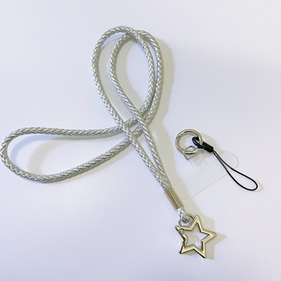 原创星星扣PU亮软皮编织挂脖绳糖果色结实圆长绳手机钥匙斜挎挂带