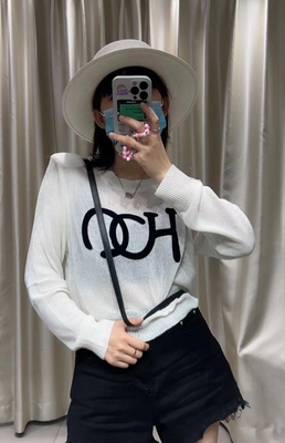 黑白id垫肩圆领冰丝防晒罩衫