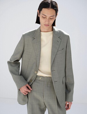 春夏新款蓝面羊毛西装外套