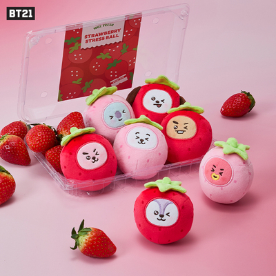 BT21 STRAWBERRY PARTY 系列 毛绒解压球 LINE FRIENDS 连我朋友