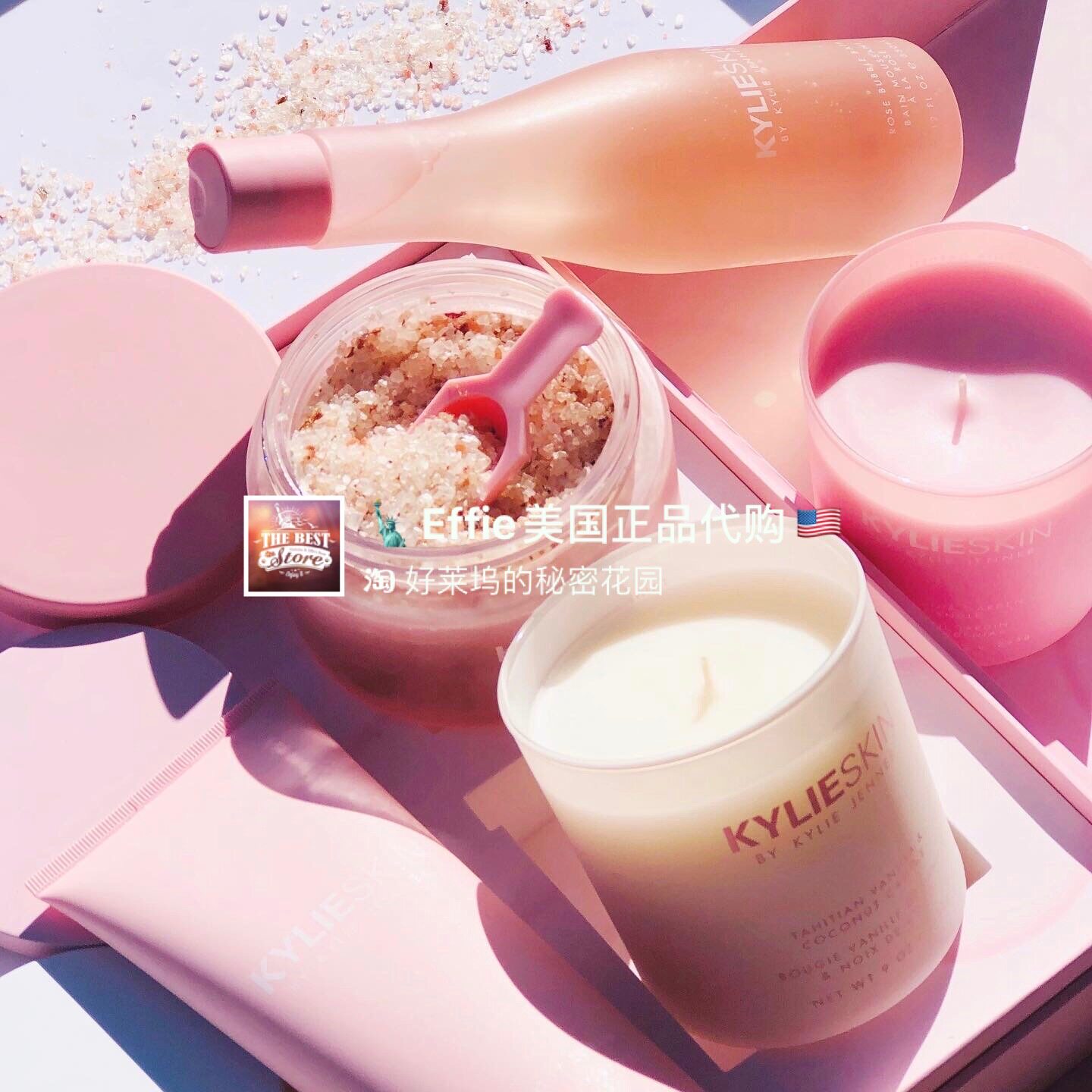美代正品Kylie Skin Rose玫瑰系列身体护肤泡泡浴磨砂膏浴液浴盐