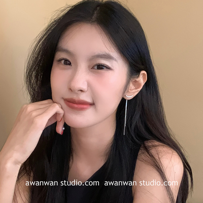 阿婉Wan微笑曲线~小众高级感时髦名媛风显脸瘦耳线气质流苏耳钉