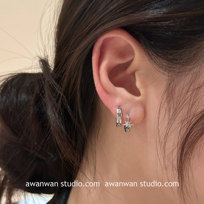 阿婉Wan 绝美六芒星~气质耳圈小众高级感耳骨圈耳环高级感耳饰