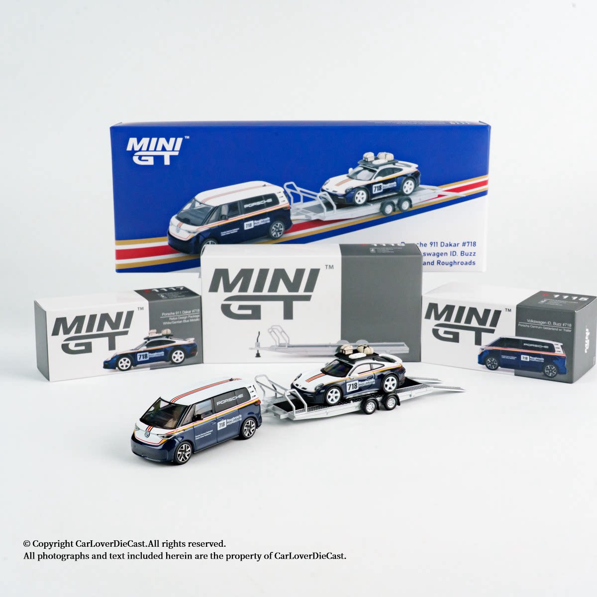 MINIGT 1:64保时捷911 dakar 大众ID buzz套装 合金汽车模型 成品