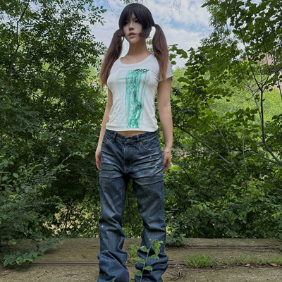 异形x光印花短袖230g纯棉弹力