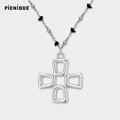 Picnique许愿十字串珠链条长项链