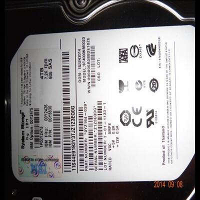 配件全新 IBM 4TB SAS 35 00Y2426 00Y2475 V3500 V3700 议价