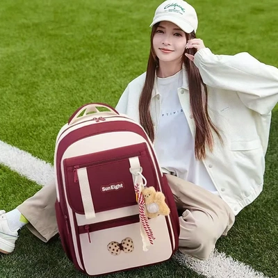 正品阳光8点新款8655初高中女生专属休闲书包马卡龙配色减压后幅