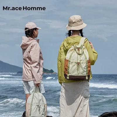 Mrace原创轻便束口抽绳双肩包户外运动登山背包旅行休闲书包