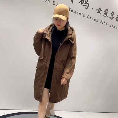 大码女装中长款连帽棉衣棉服