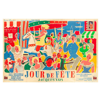 法国复古小众雅克塔蒂艺术人物节日横版装饰画打印画芯贴画海报