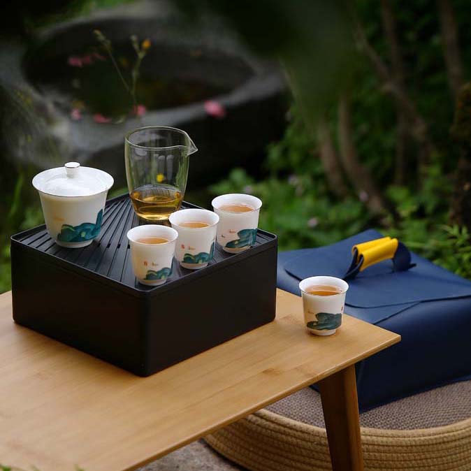 德化陶瓷便携式户外旅行茶具套装一壶四杯企业定制伴手礼工夫茶具