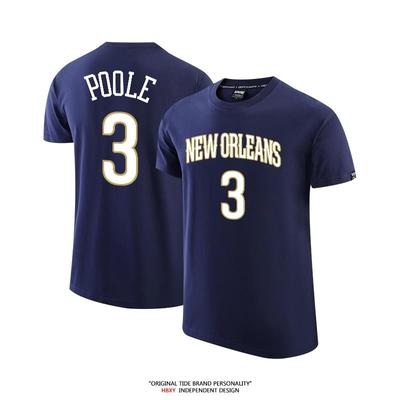 鹈鹕队普尔3号球衣T恤短袖男美式复古篮球休闲宽松夏季上衣潮流棉