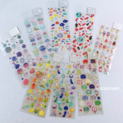 动物甜品夏日限定 日本 active corporation立体烫银滴胶树脂贴纸