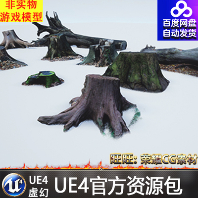 虚幻4 Photo-scanned Realistic Tree Stumps Trunks写实UE4树干