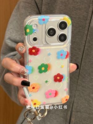 西多士满屏彩色花朵星星手绳适用苹果17promax手机壳iphone161514