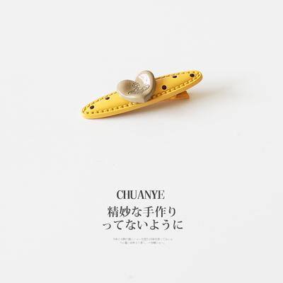 川野小众设计蓝色波点爱心发夹边