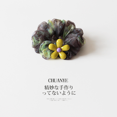 川野晕染网纱小花大肠发圈复古森