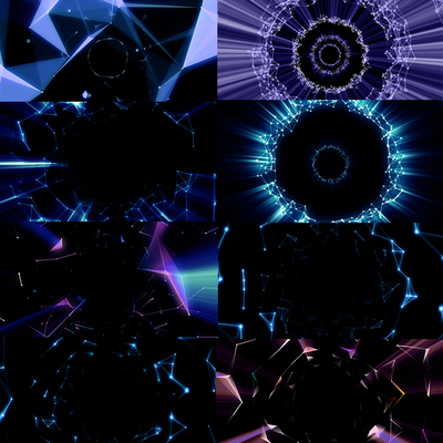 9个点线粒子穿越vjloops动态无缝循环视频素材Plexus Fly舞台背景