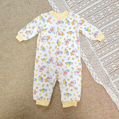 外贸春秋季73-100cm男女宝宝卡通毛圈长袖连体衣服婴儿爬服哈衣