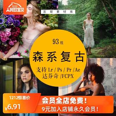 LR预设PS复古纪实森系怀旧PR达芬奇FCPX手机滤镜AE影视调色LUT