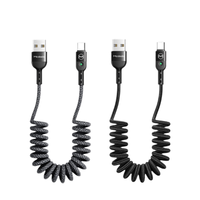 MCDODO车载type-c弹簧伸缩数据线