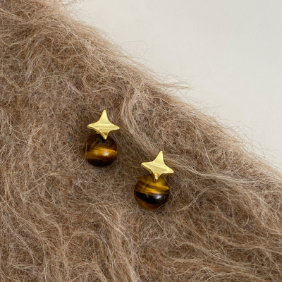 doudoustore雅丹风四芒星耳环