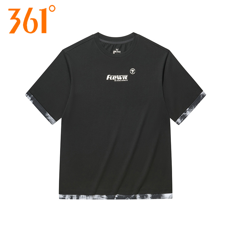 361度男装2022夏季新款361男士休闲宽松棉质圆领短T恤运动上衣男_虎窝淘