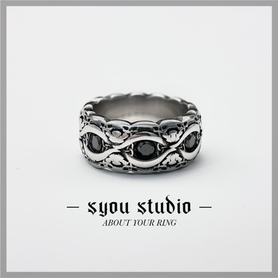 Syou'宫廷花石戒指波西米亚风