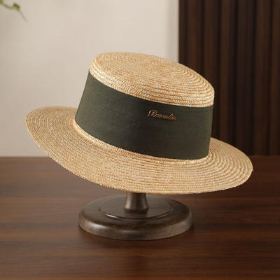平顶礼帽优雅大檐高顶宽丝带帽
