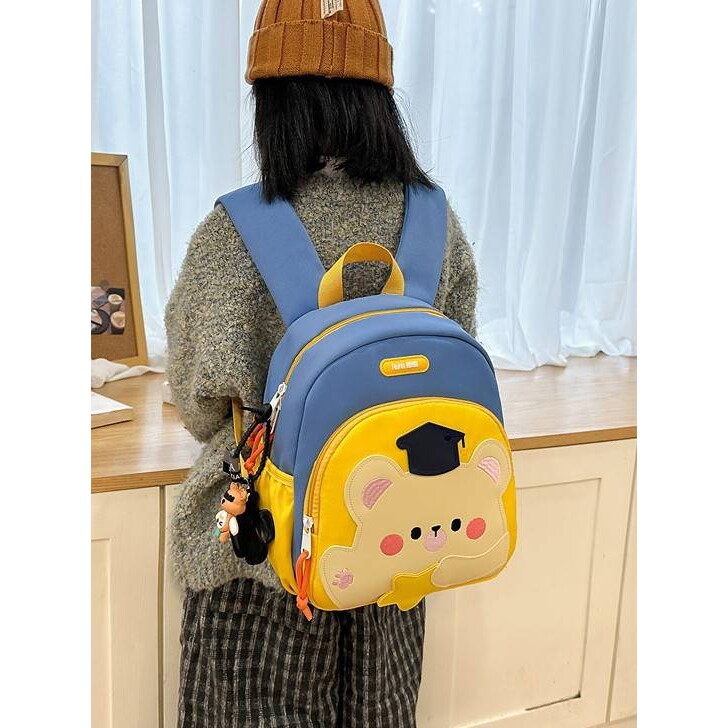 专柜品牌新款多巴胺拼色卡通小熊双肩包3-6岁幼儿园萌娃开学季元