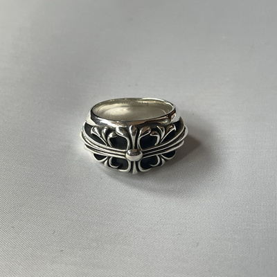 小周手作925纯银十字花闭口戒指潮流朋克ROSE同款指环