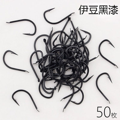 碳钢纯黑散装伊豆鱼钩有倒刺歪嘴小鲫鱼鲤鱼钩渔具用品钓钩配件