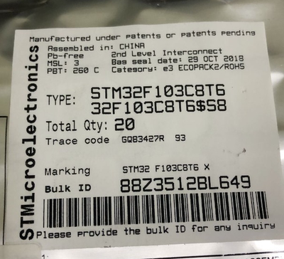 原装现货 STM32F103C8T6 32F103C8T6 STM32F103C芯片 LQFP48 直拍