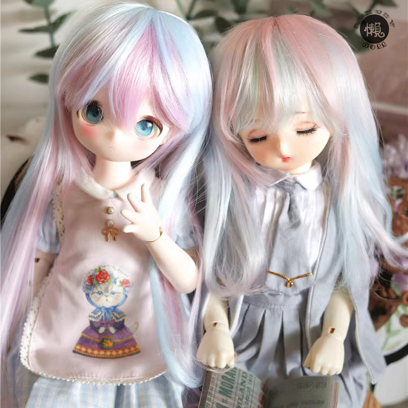 懒娃BJD假发34分巨婴sd人偶MDD熊妹女娃日常服帖刘海中长发高温丝_虎窝淘