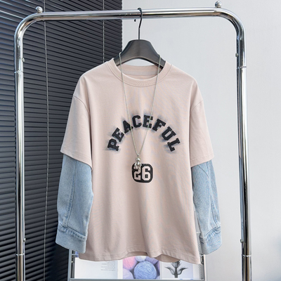 大E小e童装男女童假两件长袖T恤