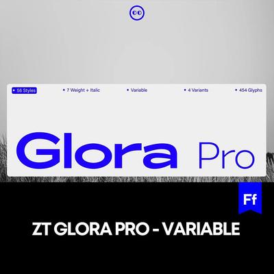 ZT Glora Pro 7款创意时尚潮流无衬线英文字体家族logo字体安装