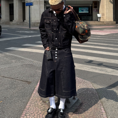 STEEPC 高士线缝制*巴黎扣伐木丹宁原牛 已洗水 工装七分短裤中裤