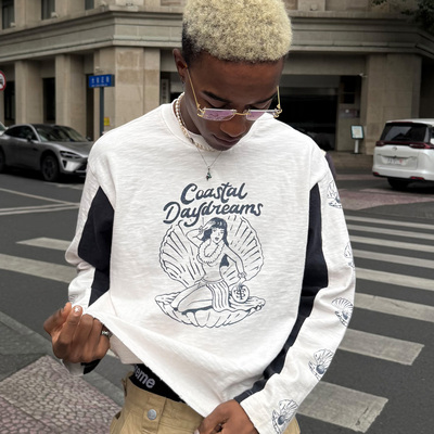 STEEPC复古字母印花长袖T恤